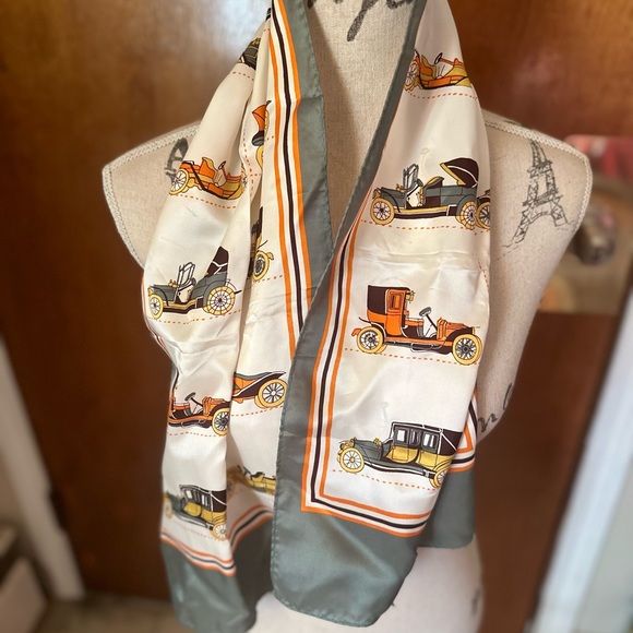 unbranded | Accessories | Womens Scarf Antique Cars Pattern Long Neck ...